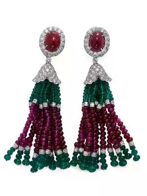 David Webb Ruby And Diamond Tassel Earrings