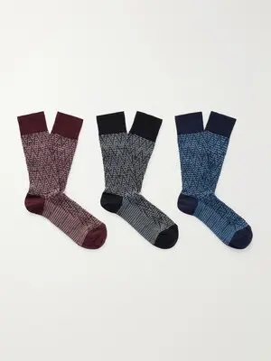Missoni Three-pack Cotton-blend Crochet-knit Socks - Multi