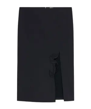 Blumarine Embroidered-slit Midi Skirt