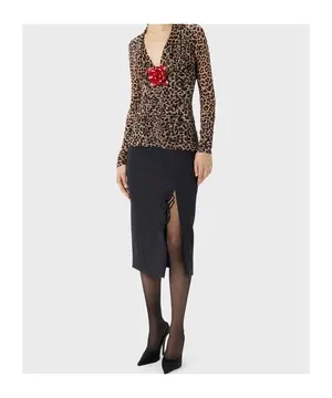 Blumarine Embroidered-slit Midi Skirt