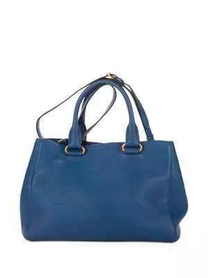 Prada Vitello Daino Leather Tote Bag - Blue