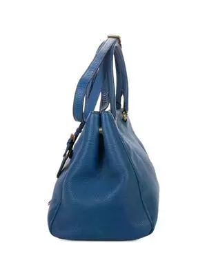 Prada Vitello Daino Leather Tote Bag - Blue