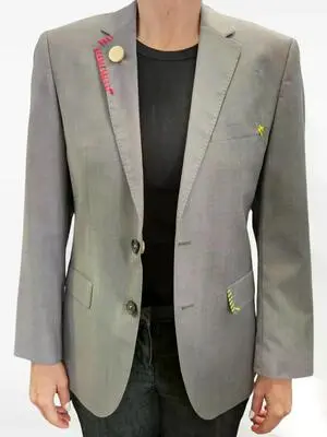 THE DIVINE REBEL COLLECTIVE Graphic-print Embellished Blazer - Grey