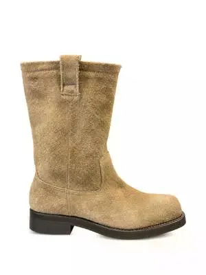 PAURA Embroidered Leather Boots - Neutrals