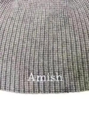 AMISH SUPPLIES Logo-embroidered Ribbed Beanie Hat - Grey