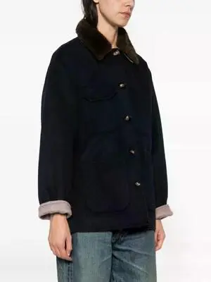 AVA ADORE Faux-fur Collar Patch-pocket Coat