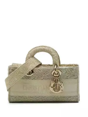 Dior 2023 Medium Embroidered Lace 3d Macrame Lady D Joy Satchel