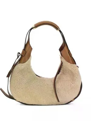 Moschino Shearling-trim Leather-trim Shoulder Bag