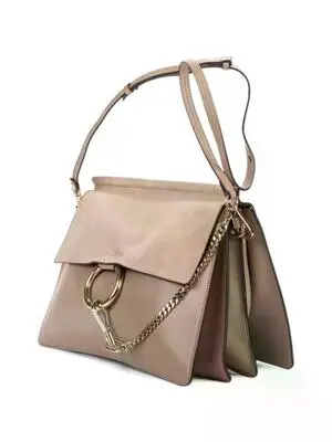 Chloé Medium Faye Leather Shoulder Bag - Grey