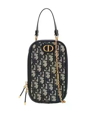 Dior 2015-2016 Oblique Canvas 30 Montaigne Call In Phone Holder Satchel - Blue