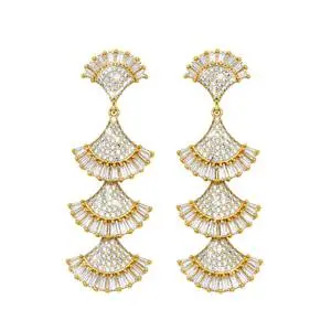 UCHI & SOTO Gingko Rhinestone Layered Earrings - Gold/silver