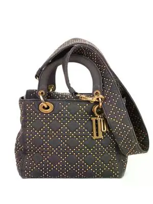 Dior Medium Lady Studded Cannage Crossbody Bag - Grey