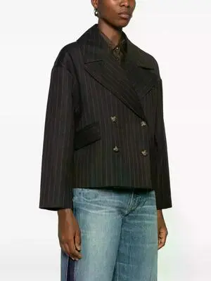 PSOPHIA Pinstriped Double-breasted Blazer