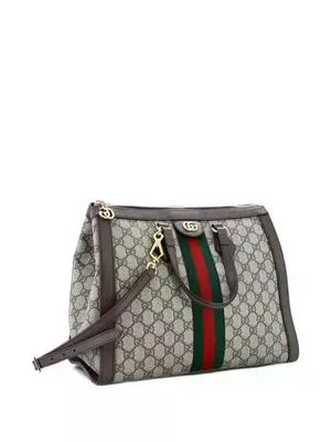 Gucci Ophidia Top Handle Gg Coated Canvas Medium Tote Bag