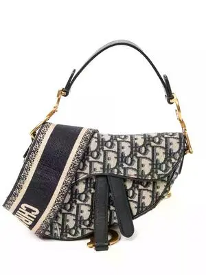 Dior Mini Oblique Jacquard Saddle Shoulder Bag - Blue