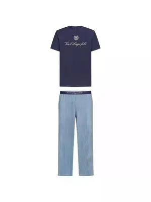 Karl Lagerfeld Logo-print Pinstripe Pajamas - Blue