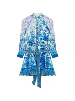SARACO Floral-print Belted Mini Dress