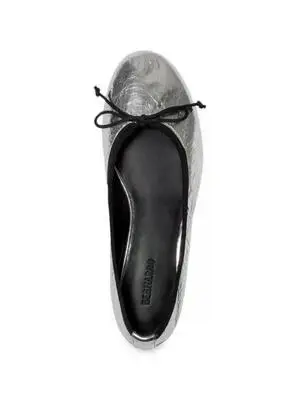 Bernardo Crinkled-finish Bow-detail Ballet Flats