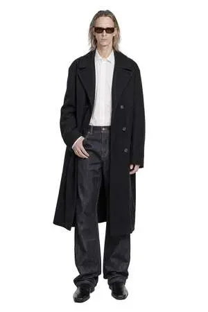 Fendi Wool Angora Double-breasted Coat - Black