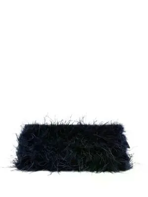 TWINSET Feather-embellished Logo-plaque Shoulder Bag - Blue