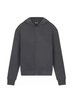 EA7 Precious Crystal-embellished Zip-up Hoodie