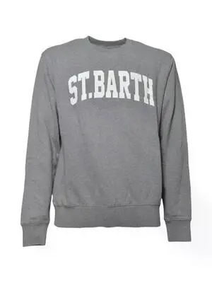 MC2 SAINT BARTH Soho Cotton Sweatshirt With St. Barth Print - Grey