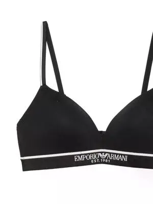Emporio Armani Logo-tape Triangle Bra - Black
