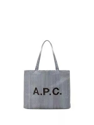 A.p.c. Striped-pattern Logo-print Tote Bag - Blue
