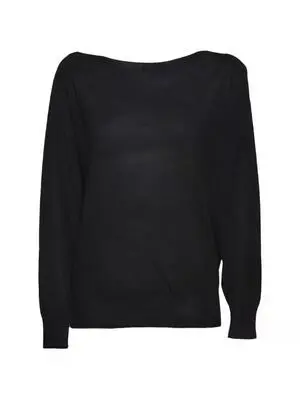 MC2 SAINT BARTH Fine-knit Batwing-sleeve Top - Black
