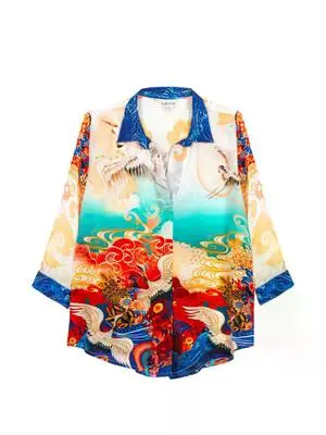 SARACO Graphic-print V-neck Blouse - Multicolour