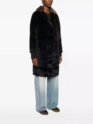BETTA CORRADI Leopard-print Collar Faux-fur Coat