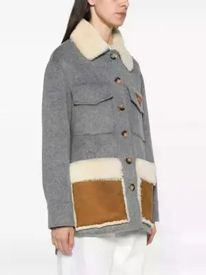 AVA ADORE Shearling-trim Patch-pocket Coat
