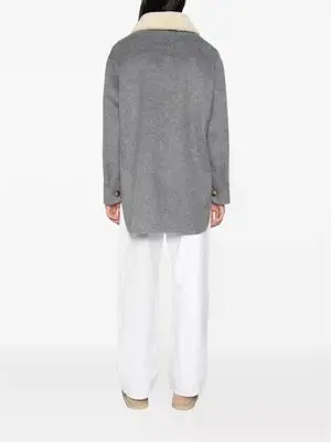 AVA ADORE Shearling-trim Patch-pocket Coat