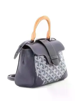 Goyard Saigon Top Handle Bag Coated Canvas With Leather Mini Shoulder Bag - Grey