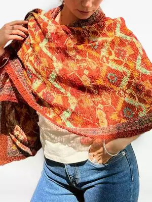LEATHERSMITH OF LONDON Kilim-print Frayed Scarf