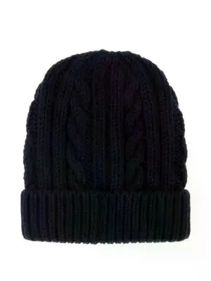 Moncler Leather Logo Wool Beanie