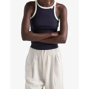 Prada Contrast-trim Ribbed Cotton Tank Top