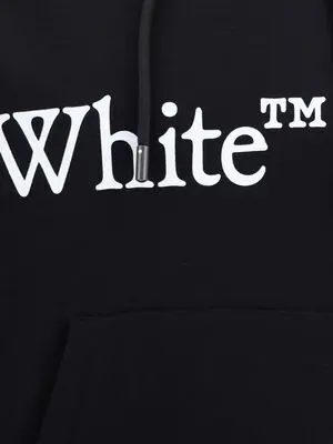 Off-White Relaxed Fit Cotton Hoodie With Contrasting Logo