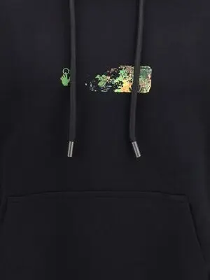 Off-White Relaxed Fit Cotton Hoodie With Arrow Logo - Black