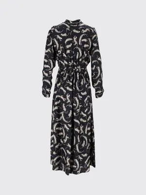 FORTE_FORTE Fauna Print Midi Viscose Shirtdress With Mandarin Collar