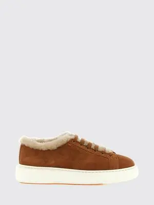 Santoni Suede Platform Low-top Sneakers With Wool Lining