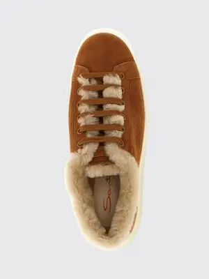 Santoni Suede Platform Low-top Sneakers With Wool Lining