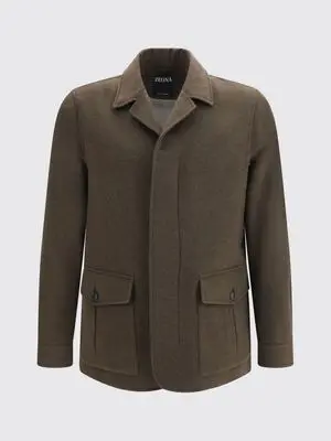 Zegna Single-breasted Short Coat In Pure Cashmere With Concealed Closure