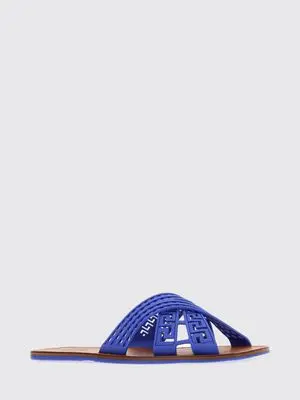 Versace Rubber Slides With Greca Motif And Square Toe