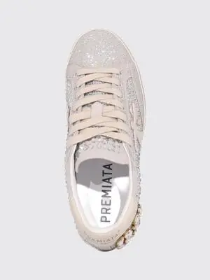 Premiata Stevend Low Top Sneakers In Leather And Suede With Rhinestone Application