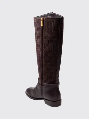Michael Kors Beverly Leather And Suede Knee-high Boots With Mk Monogram