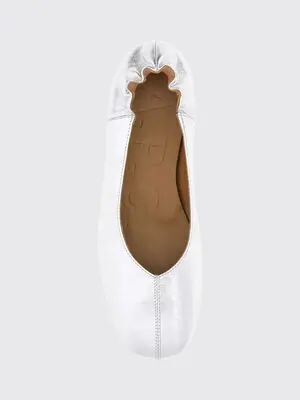 A.p.c. Juliet Laminated Leather Ballet Flats With Elasticated Heel - Silver