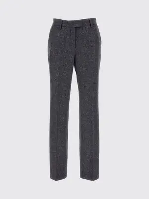 Alberto Biani Tailored Skinny Trousers In Pure Wool With Abstract Pattern