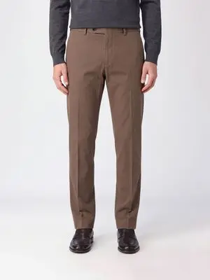 SLOWEAR Slim Fit Stretch Cotton Tailored Trousers - Brown
