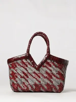 VIPERA Monet Houndstooth Woven Leather Tote Bag - Red
